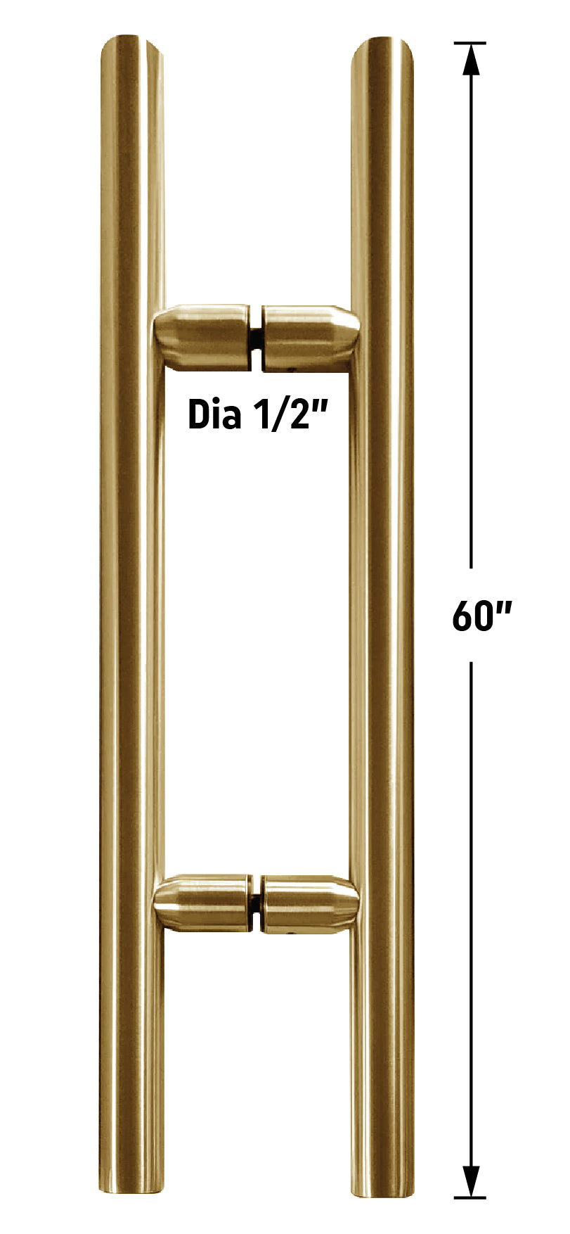 IGH5548X48BS/PS/BL/BG Round Ladder Handle CTC 48" Back-to-Back Pull Ov