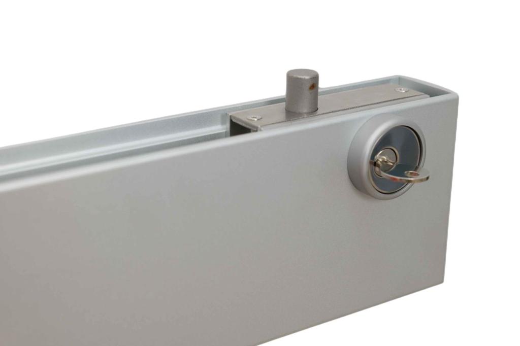 IDR100LOCKBS Brushed Stainless Bottom Hydraulic Glass Door Rail 4" wit