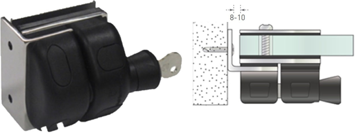 ISSPFGLWSKBS Brushed Stainless Wall to Glass Latch Lock With Key SS316